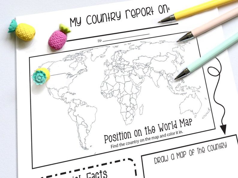 Country Report Template Worksheet Outline Homeschool School Student - Etsy