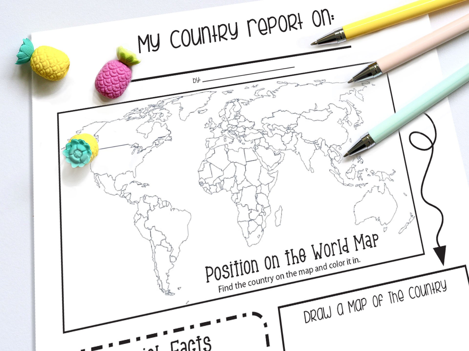 Country Report Template Worksheet Outline Homeschool School Student - Etsy