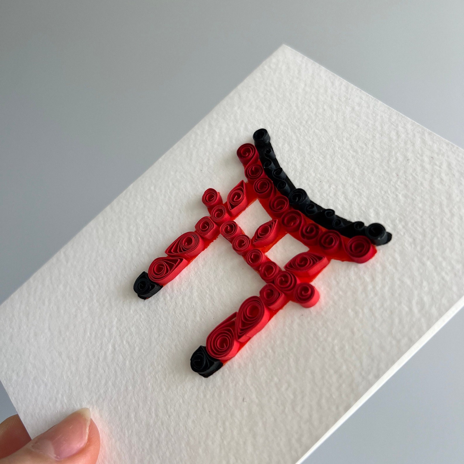 3D Paper Art Japanese Torii Gate, Paper Quilled + Hand Painted Greeting ...