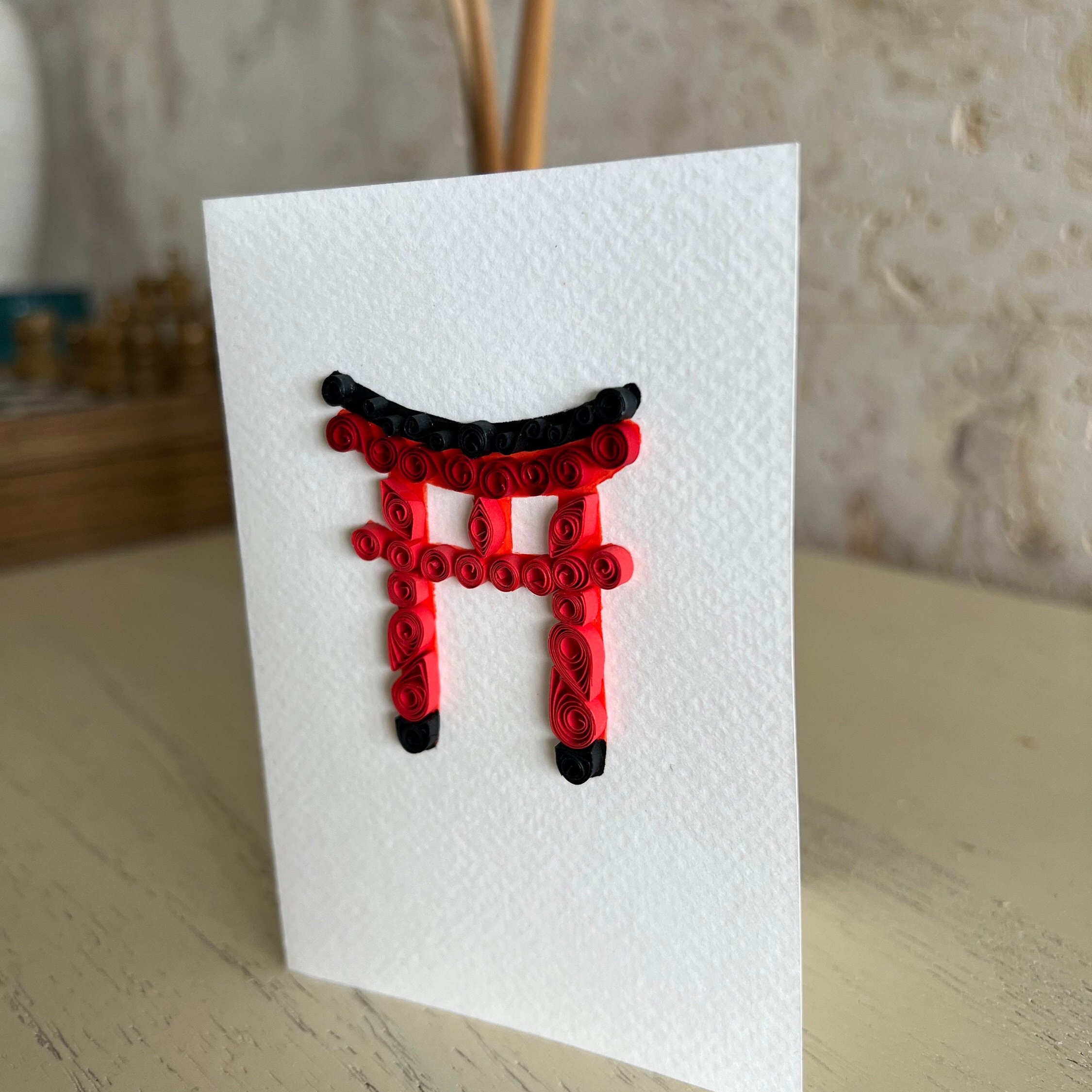 3D Paper Art Japanese Torii Gate, Paper Quilled + Hand Painted Greeting ...