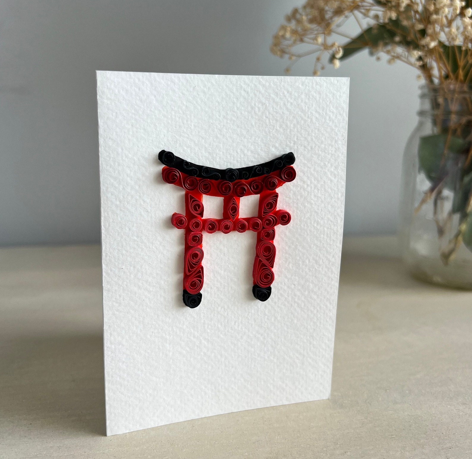 3D Paper Art Japanese Torii Gate, Paper Quilled + Hand Painted Greeting ...