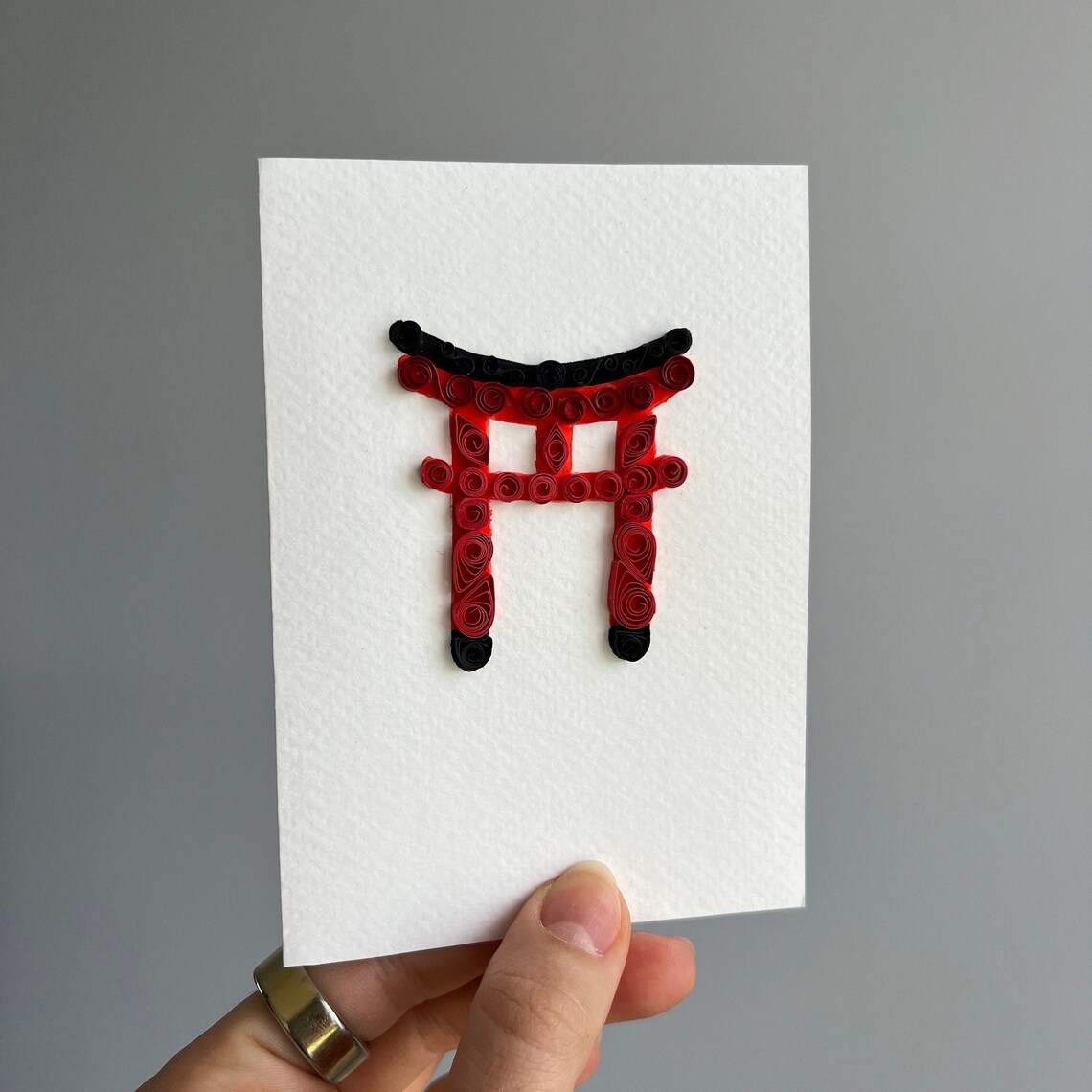 3D Paper Art Japanese Torii Gate, Paper Quilled + Hand Painted Greeting ...