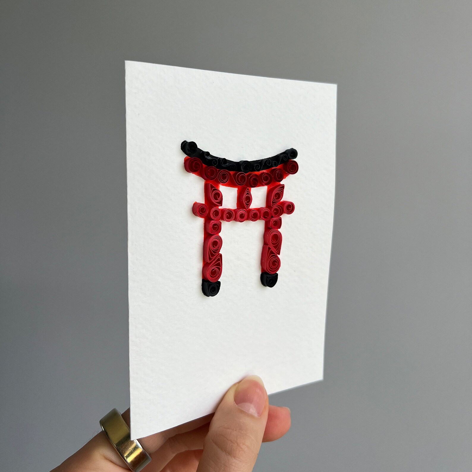 3D Paper Art Japanese Torii Gate, Paper Quilled + Hand Painted Greeting ...