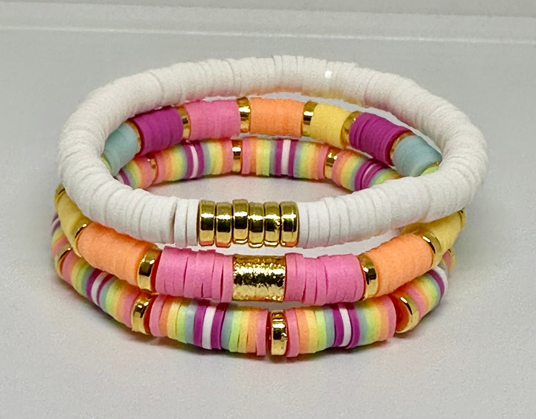 Girls Custom Bracelet Set, Name Bracelet, Surfer Style Bracelets, Preppy Bracelets - Etsy