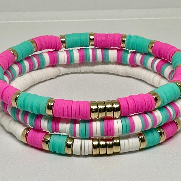 Beach Bracelet Set, Surfer Style Bracelets, Preppy Bracelets, Stacking ...