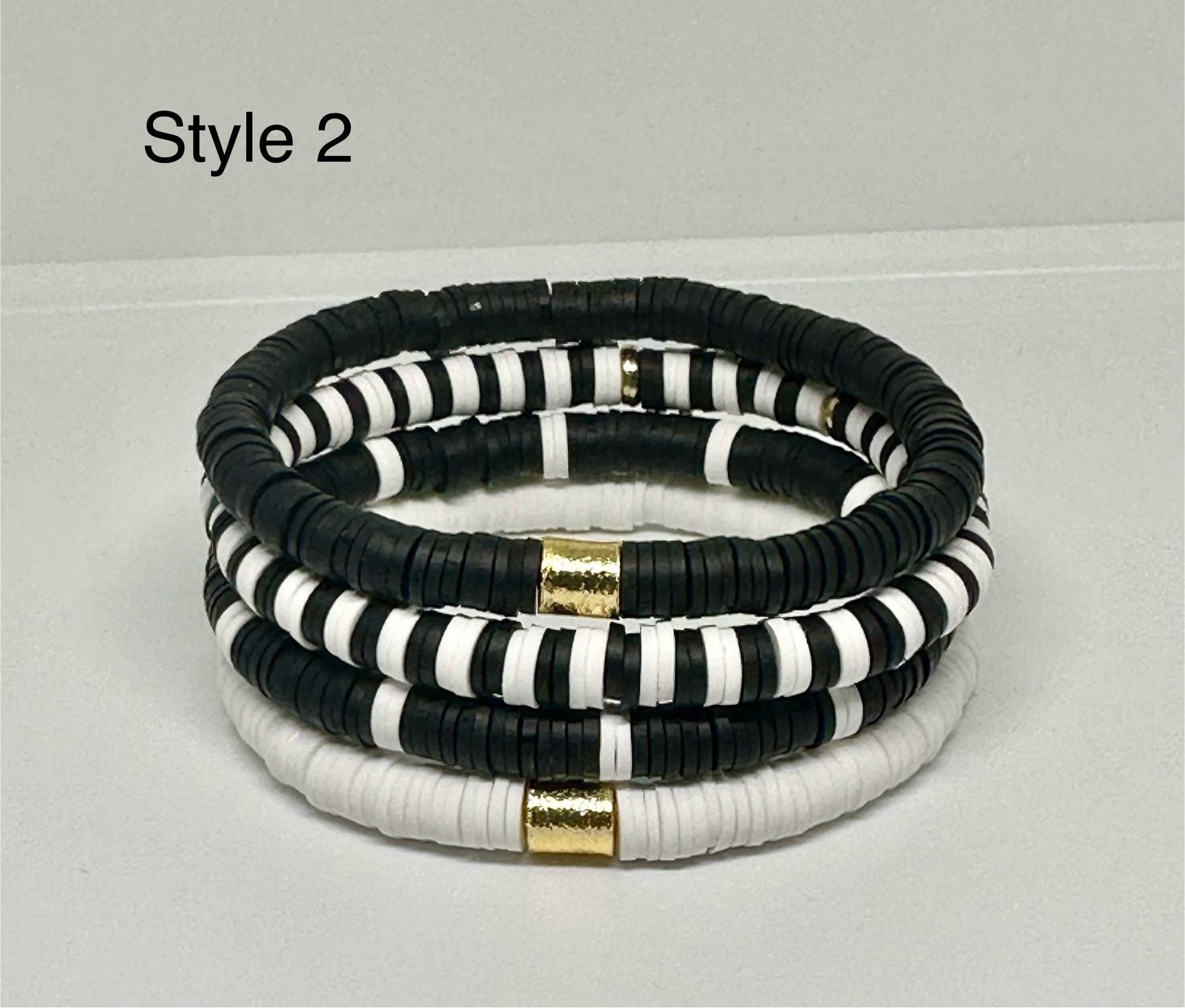 White and Black Bracelet Sets, Beaded Bracelets, Stacking Bracelets ...
