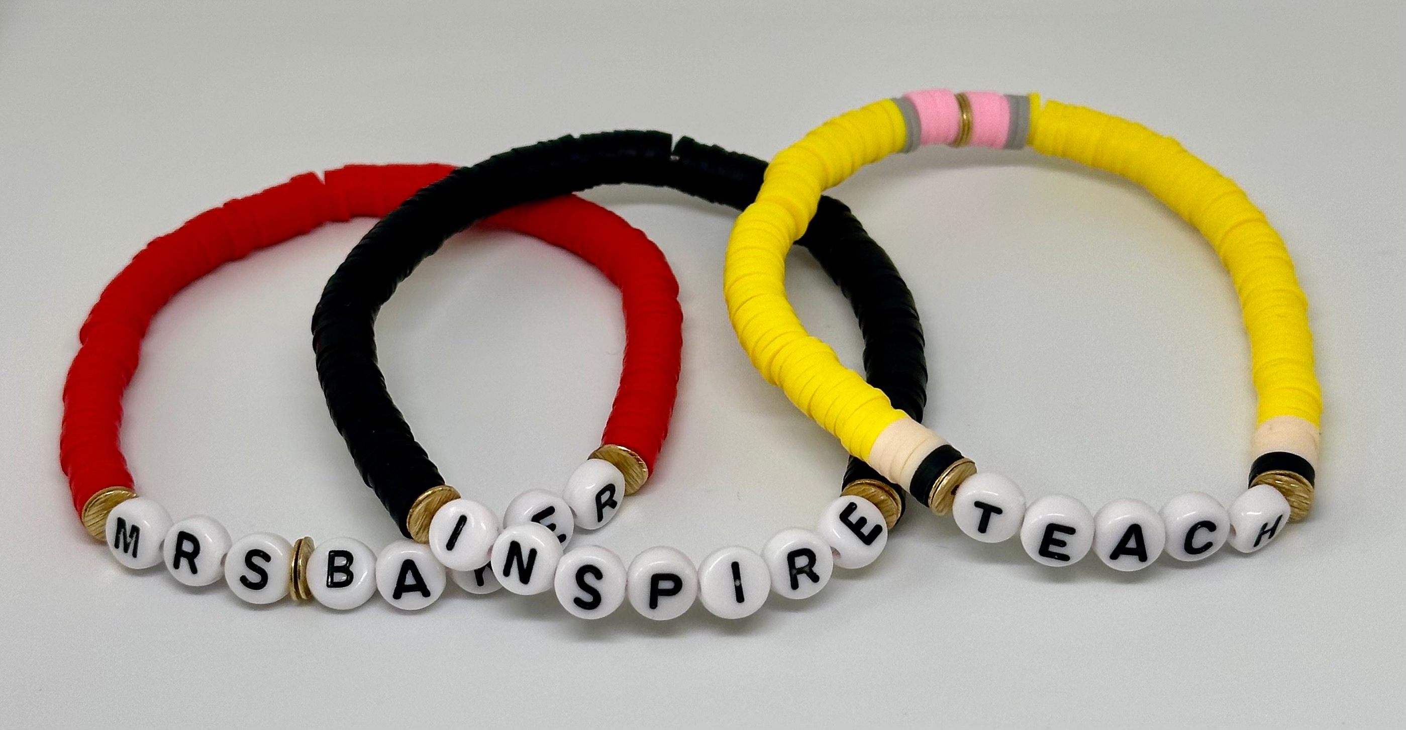 Teach Inspire Teachers Name Bracelets, Teacher Gifts, Custom Bracelets, Beaded Bracelets ...