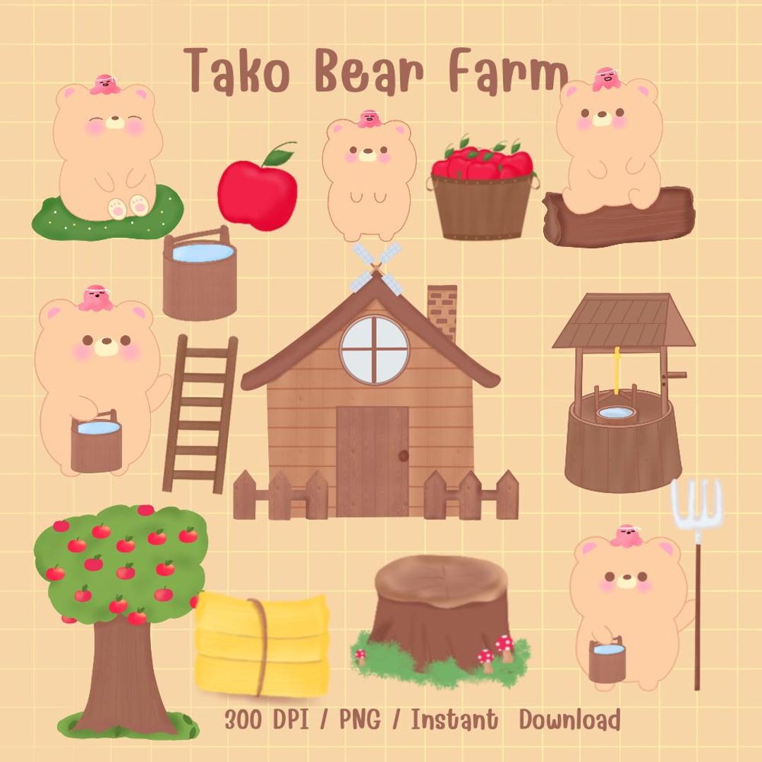 Cute Tako Bear Cute Bear Sticker Kawaii Bear Animal Clipart PNG Sticker ...