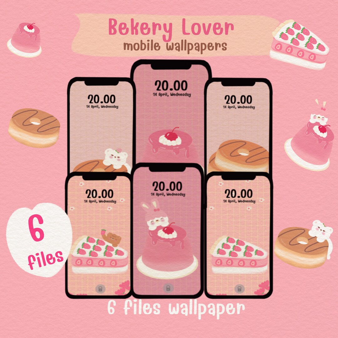 Bekery Mobile Wallpaper Set, Hand Drawn Wallpaper , Ios and Android Set ...