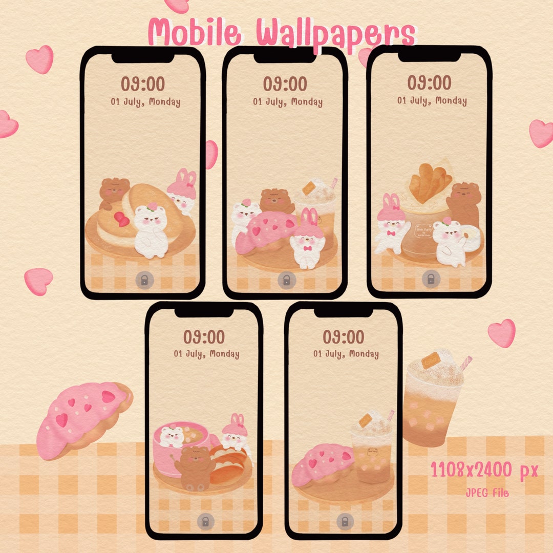 Little Fluffy Cafe Mobile Wallpaper, Cute Wallpaper, Ios, Android, Bear ...