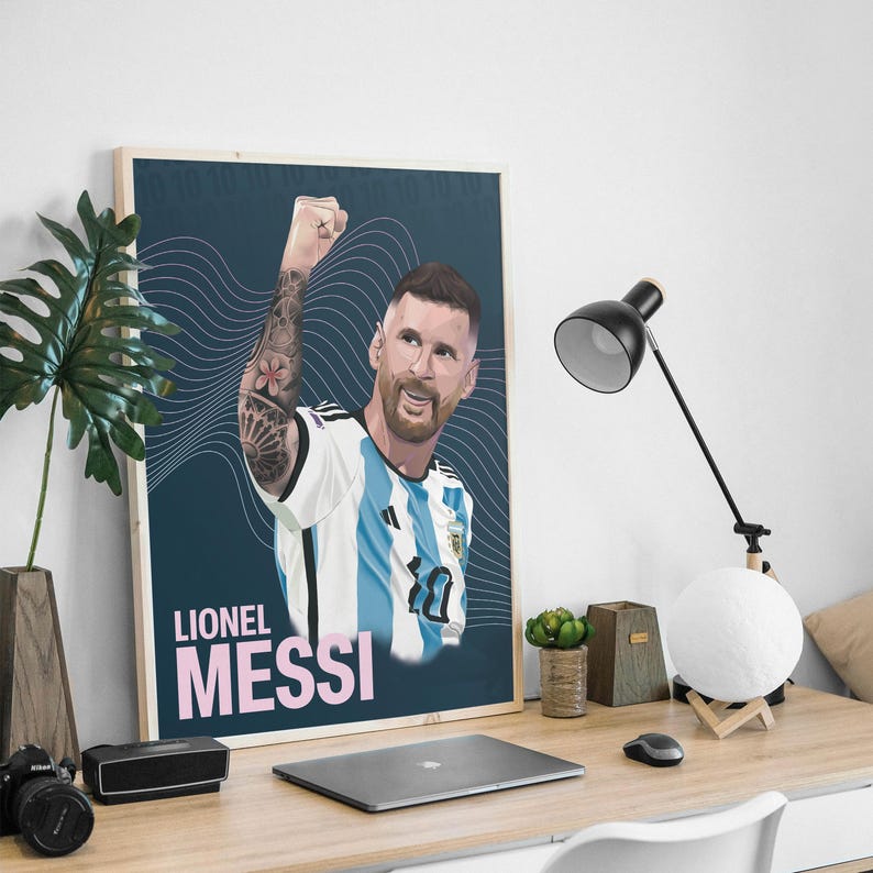 Lionel Messi Digital Art Print, Wall Decoration for Home, Bedroom ...