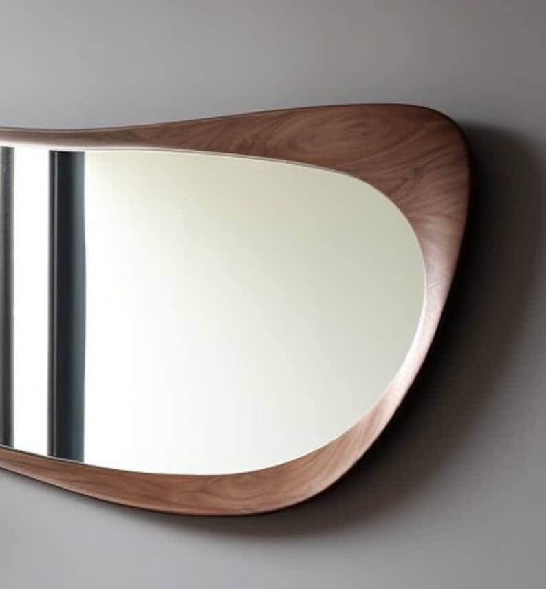 Real Walnut Frame Full Length Mirror Home Decor Mirror Asymmetrical ...