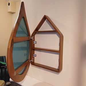 Custom Design Mirror | Hidden Cabinet Walnut Wooden Mirror Teardrop - Etsy