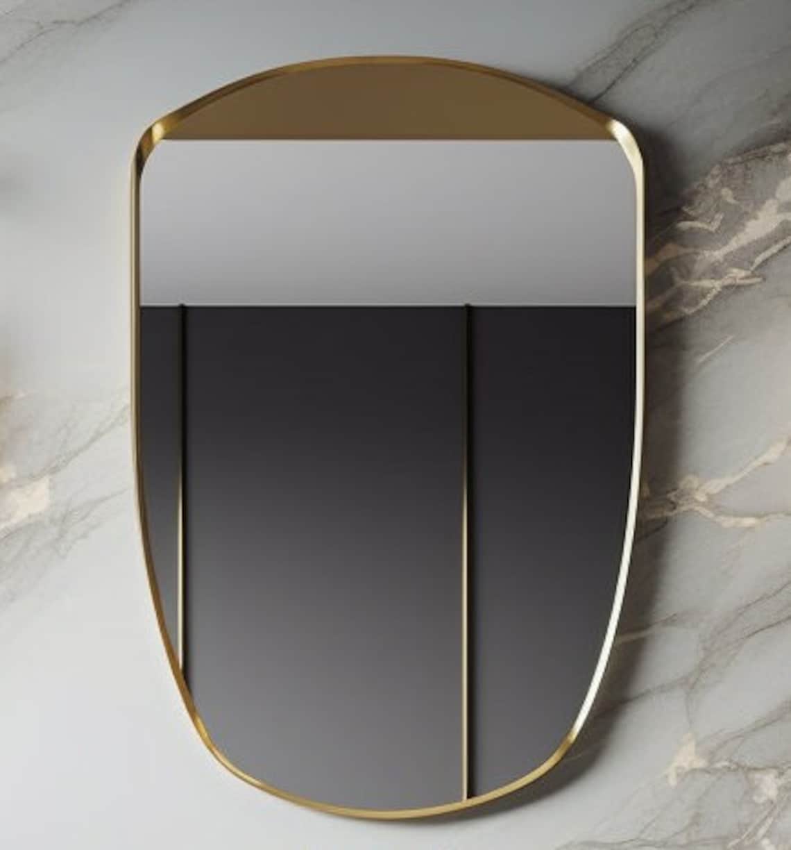 Asymmetrical Gold Frame Mirror: Modern Home Decor, Irregular Bathroom ...