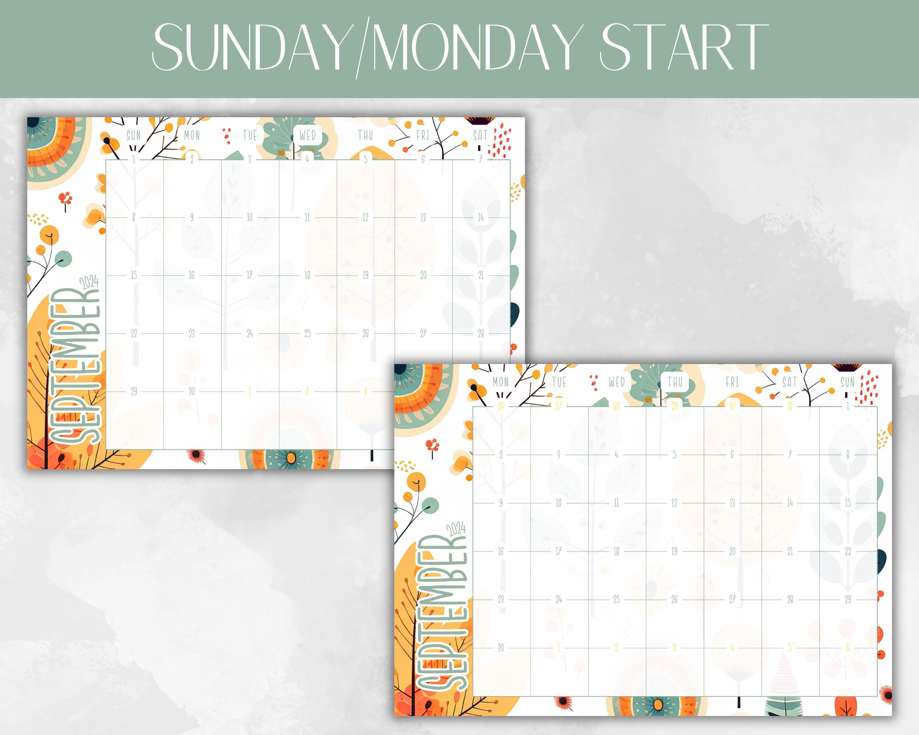 September 2024 Calendar Printable Fillable September Calendar 2024 ...