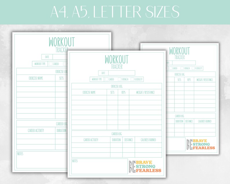 Workout Tracker Printable Workout Journal Printable Workout Planner ...