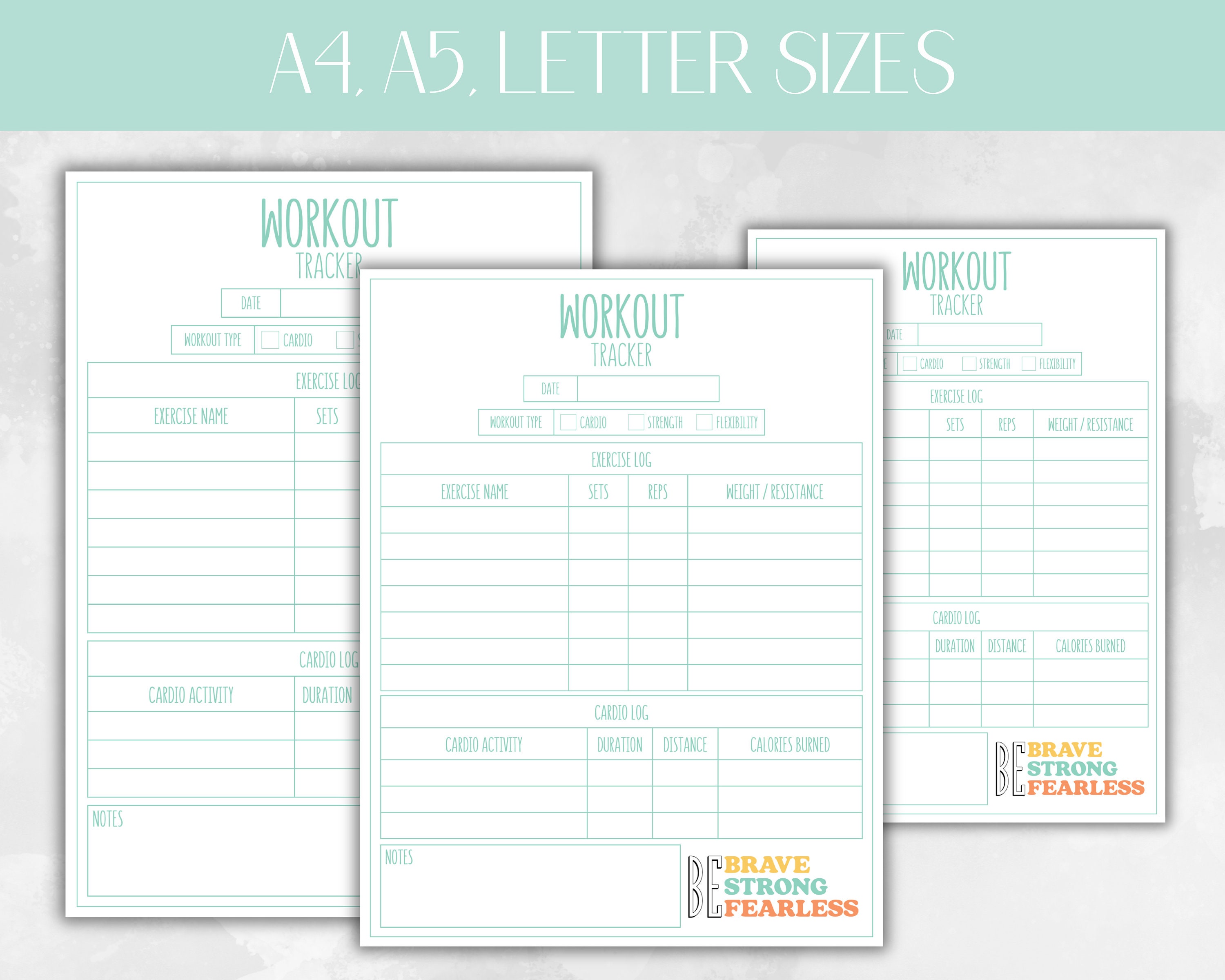 Workout Tracker Printable Workout Journal Printable Workout Planner ...