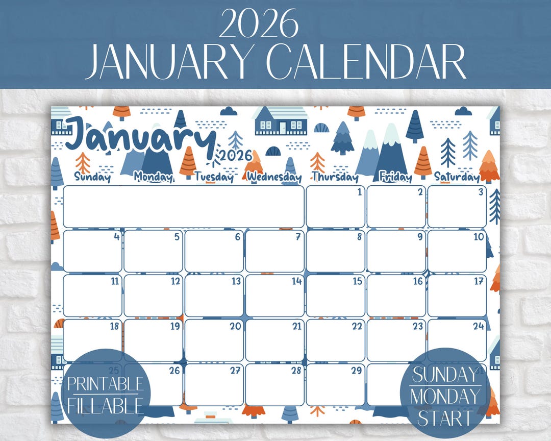 January 2026 Calendar Printable | Winter Theme (PDF) - Etsy
