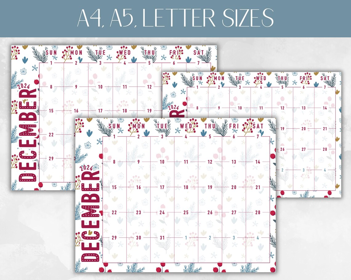 December 2024 Calendar Printable Fillable December Calendar December ...