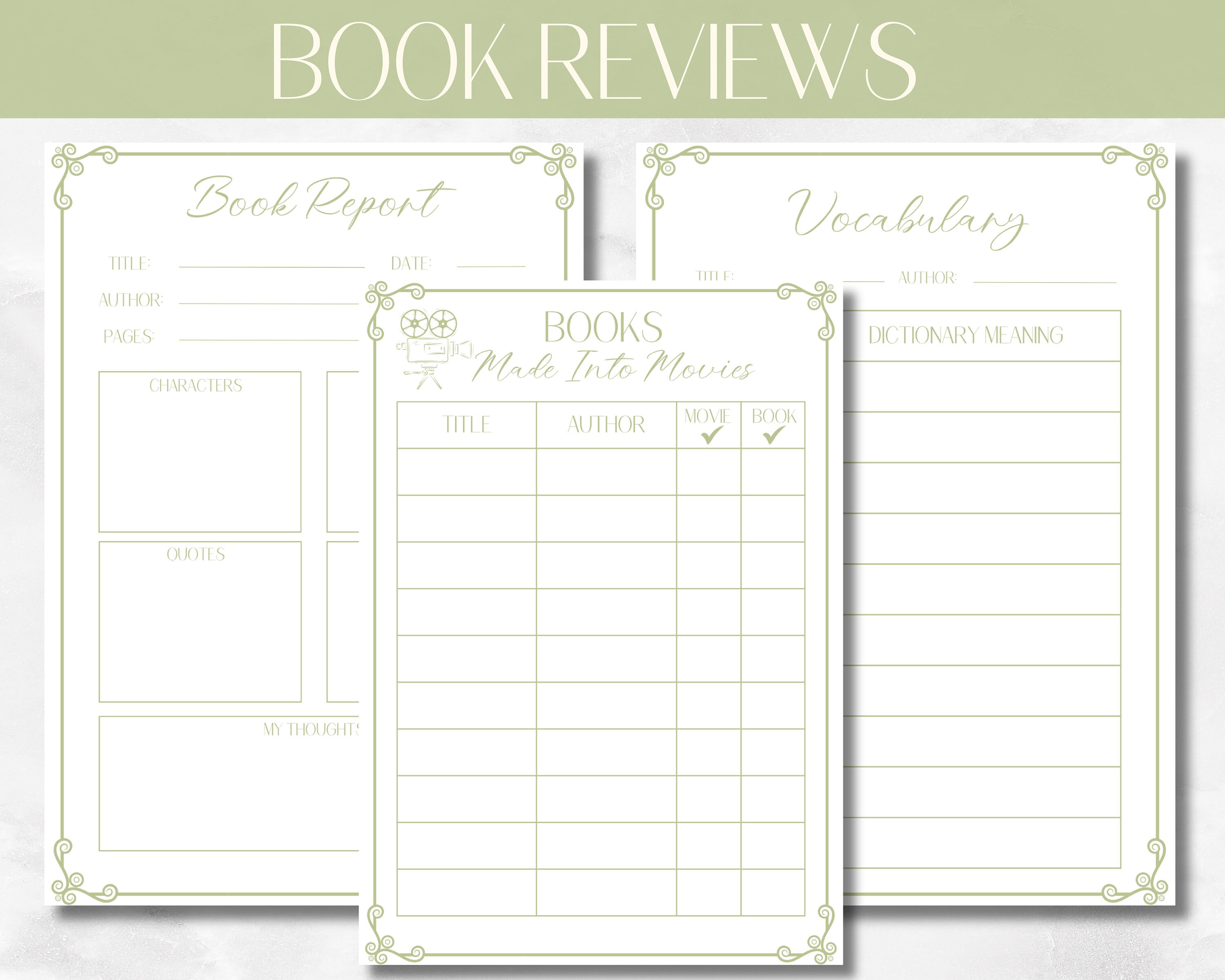 Printable Reading Journal Printable Reading Planner Book Journal Book ...