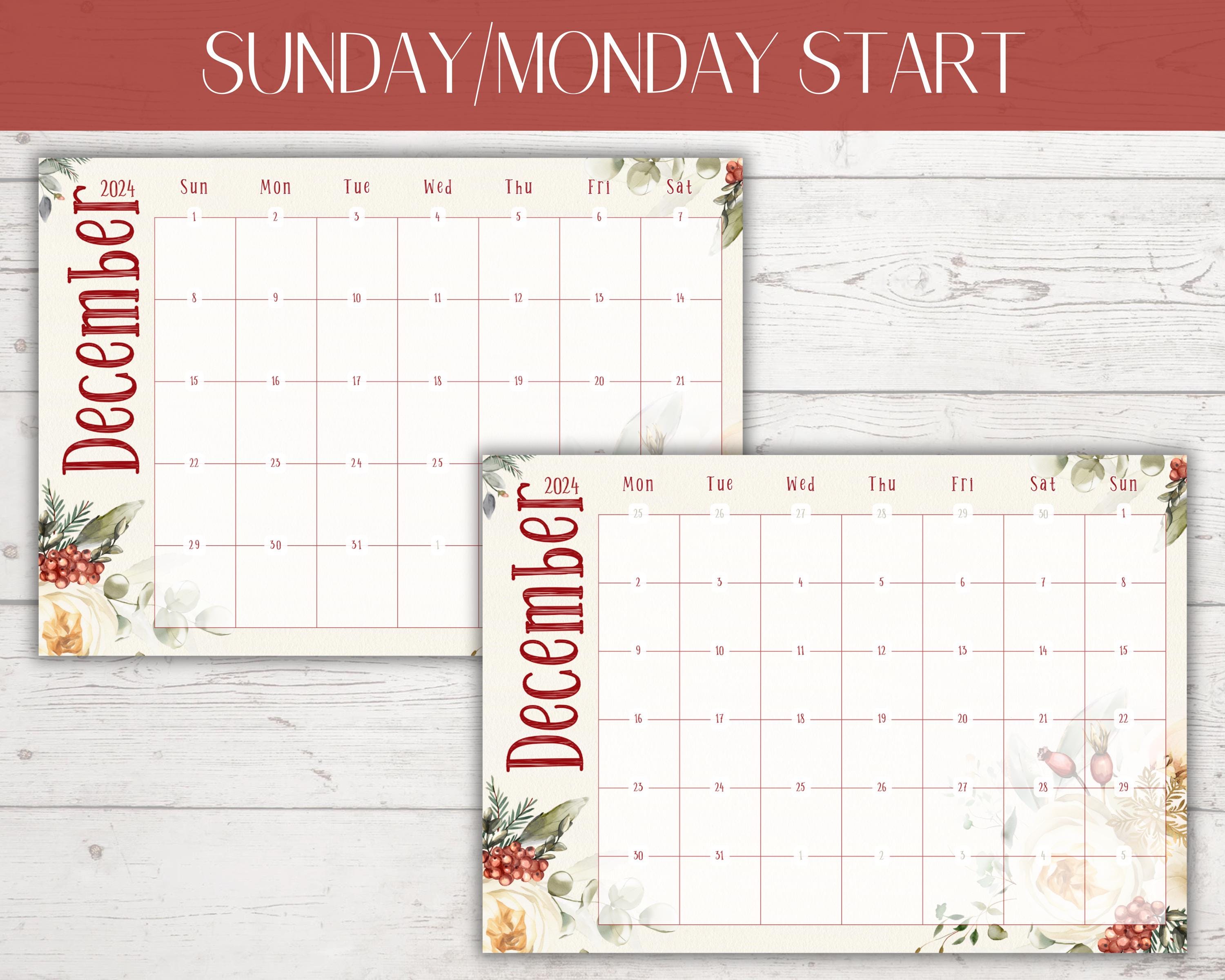 December 2024 Calendar Printable Fillable December Calendar December ...