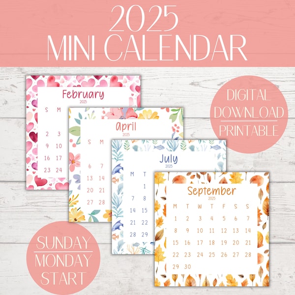 Mini Calendar - Etsy