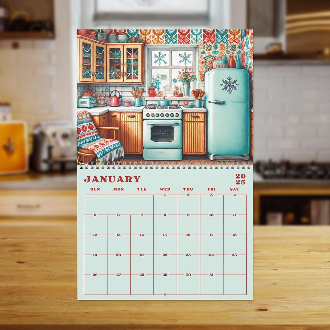 2025 Wall Calendar 2025 Kitchen Calendar 2025 Retro Calendar 2025 ...