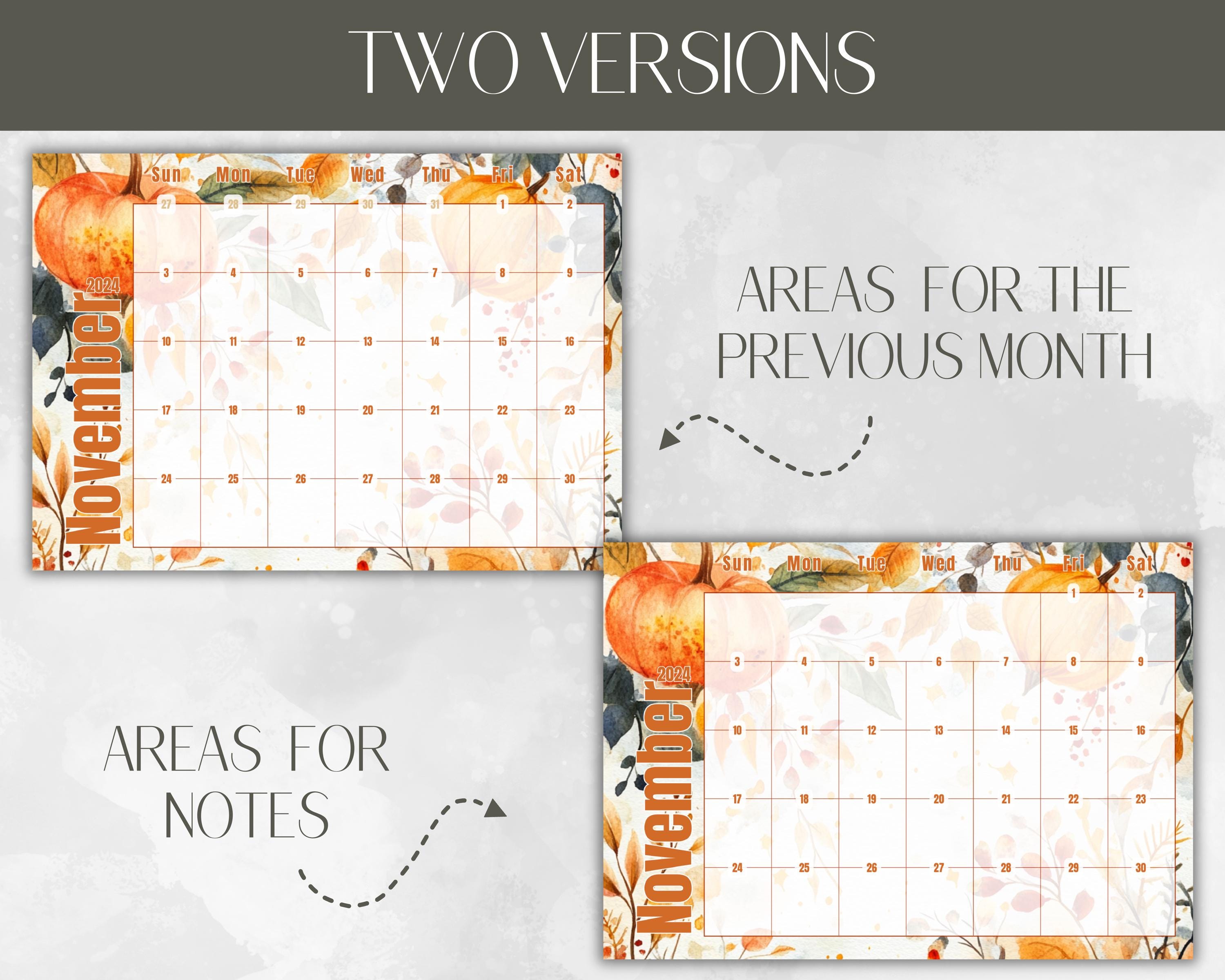 November 2024 Calendar Printable Fillable November Calendar November ...