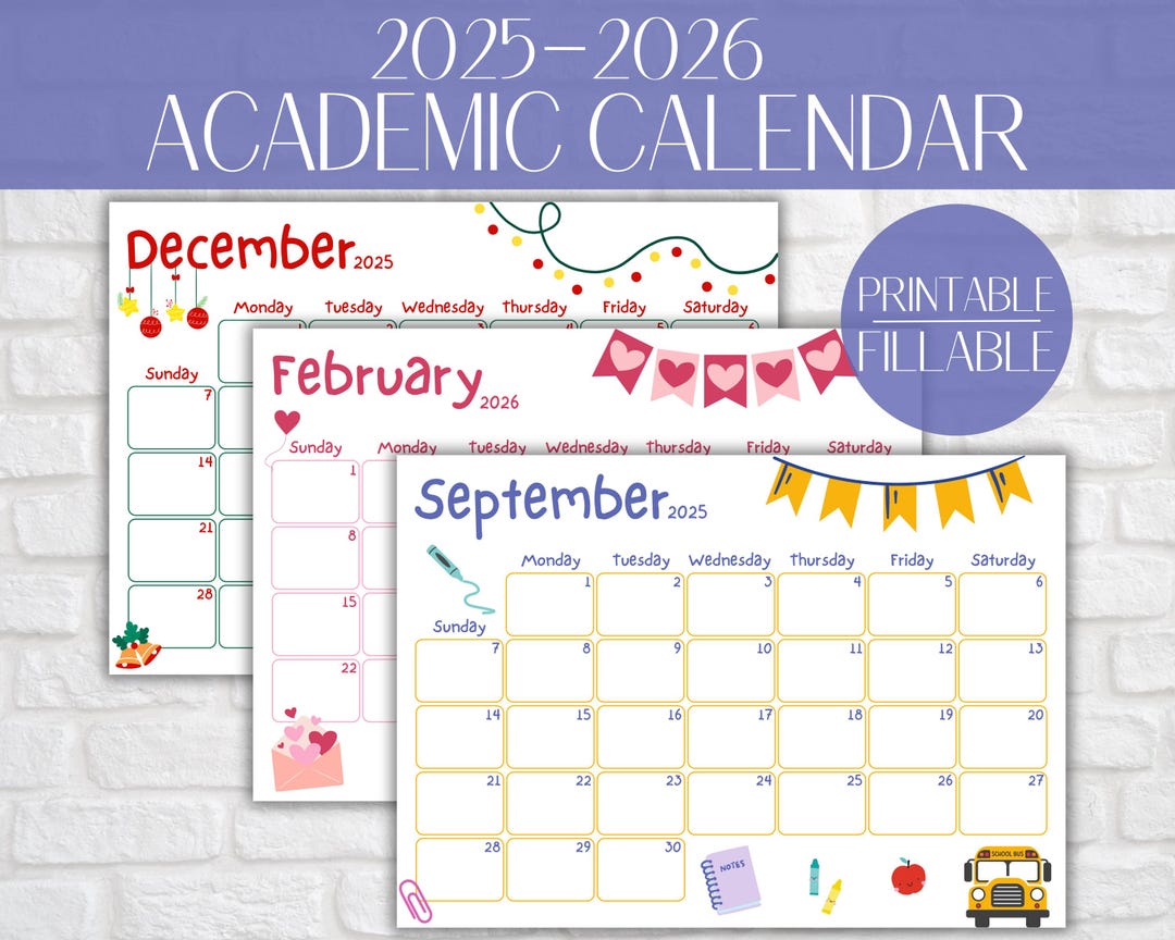 School Calendar 2025 2026 Printable Fillable Academic Calendar 2025 ...
