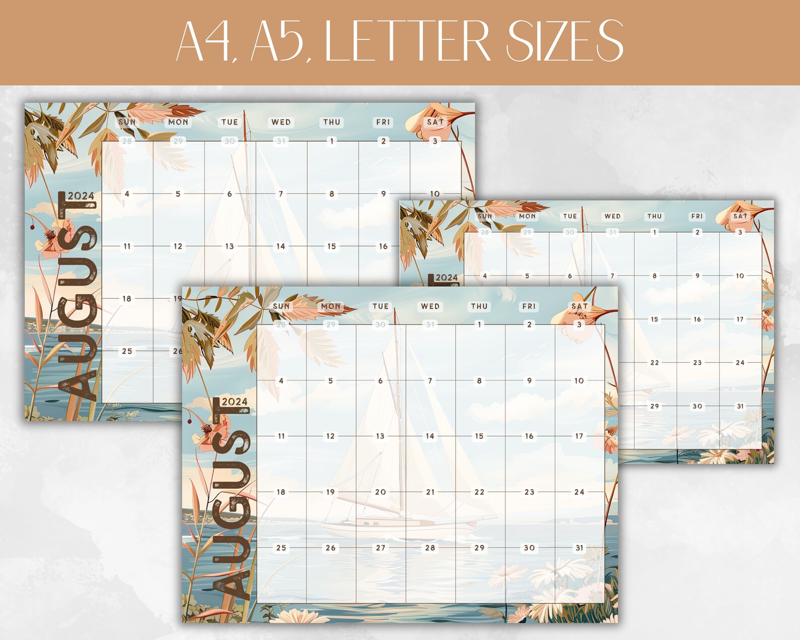 August 2024 Calendar Printable Fillable August Calendar 2024 Summer ...