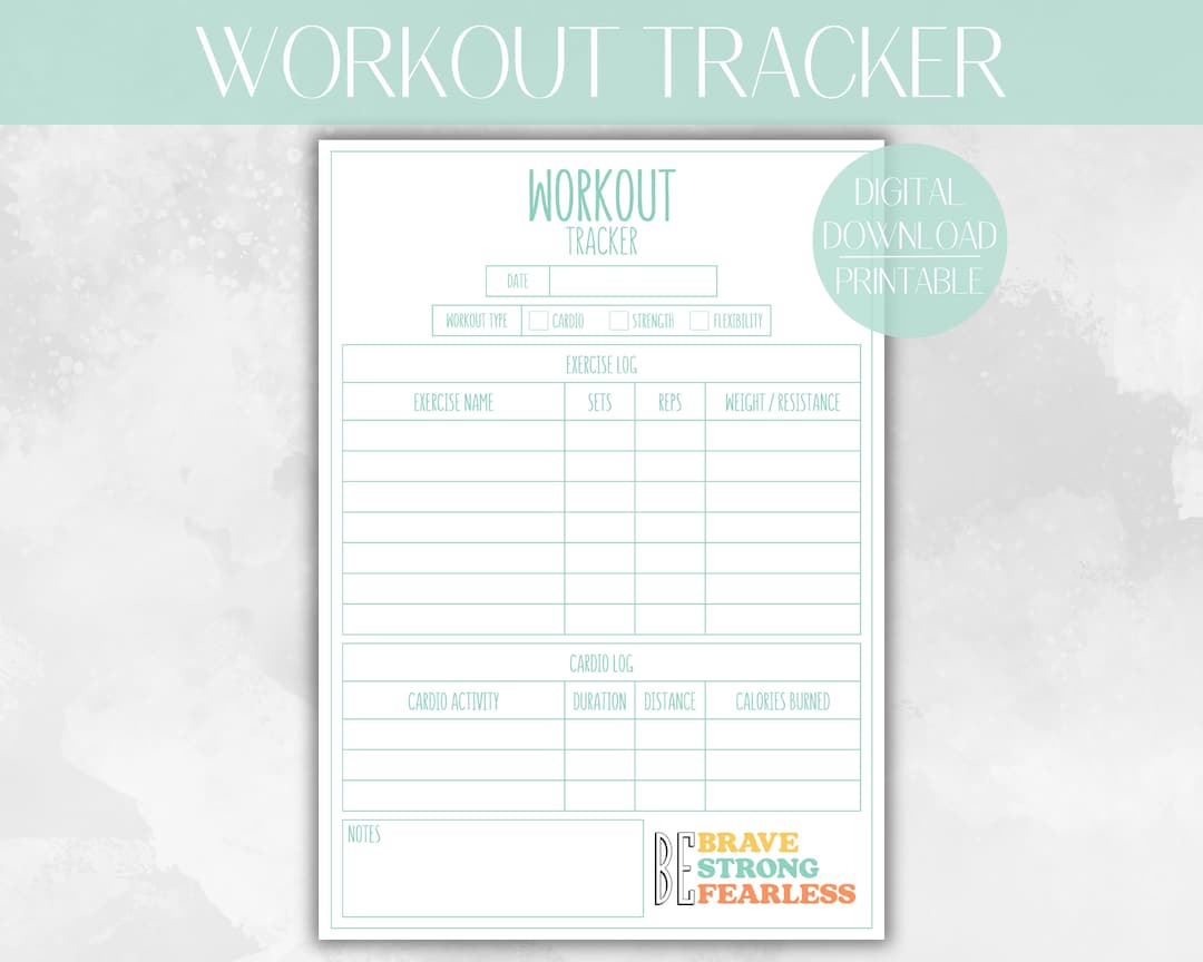 Workout Tracker Printable Workout Journal Printable Workout Planner ...