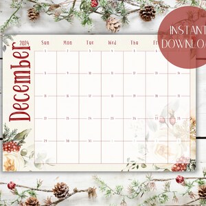 December 2024 Calendar Printable Fillable December Calendar December ...