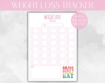 Weight Loss Tracker Printable Weight Loss Chart, 30 Day Weight Tracker ...