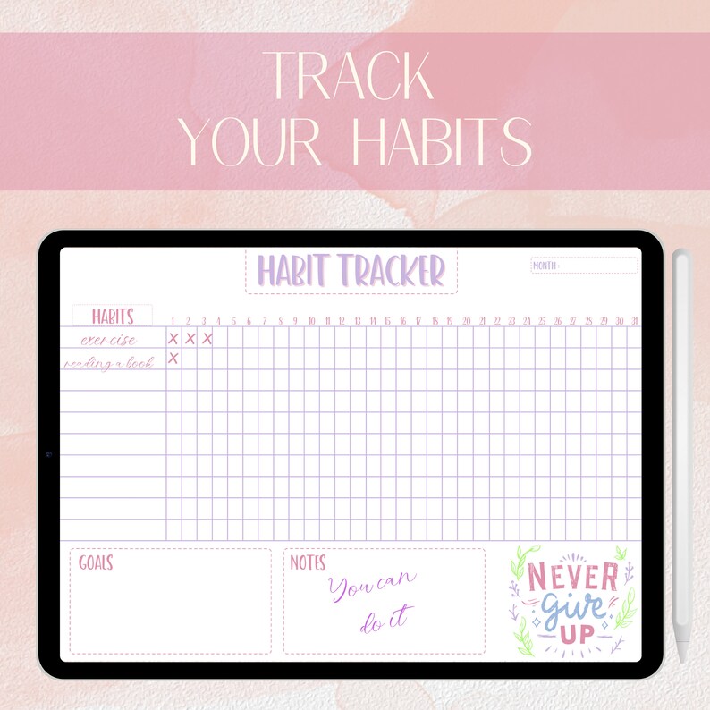 Monthly Habit Tracker, Printable Habit Tracker, Digital Habit Tracker ...