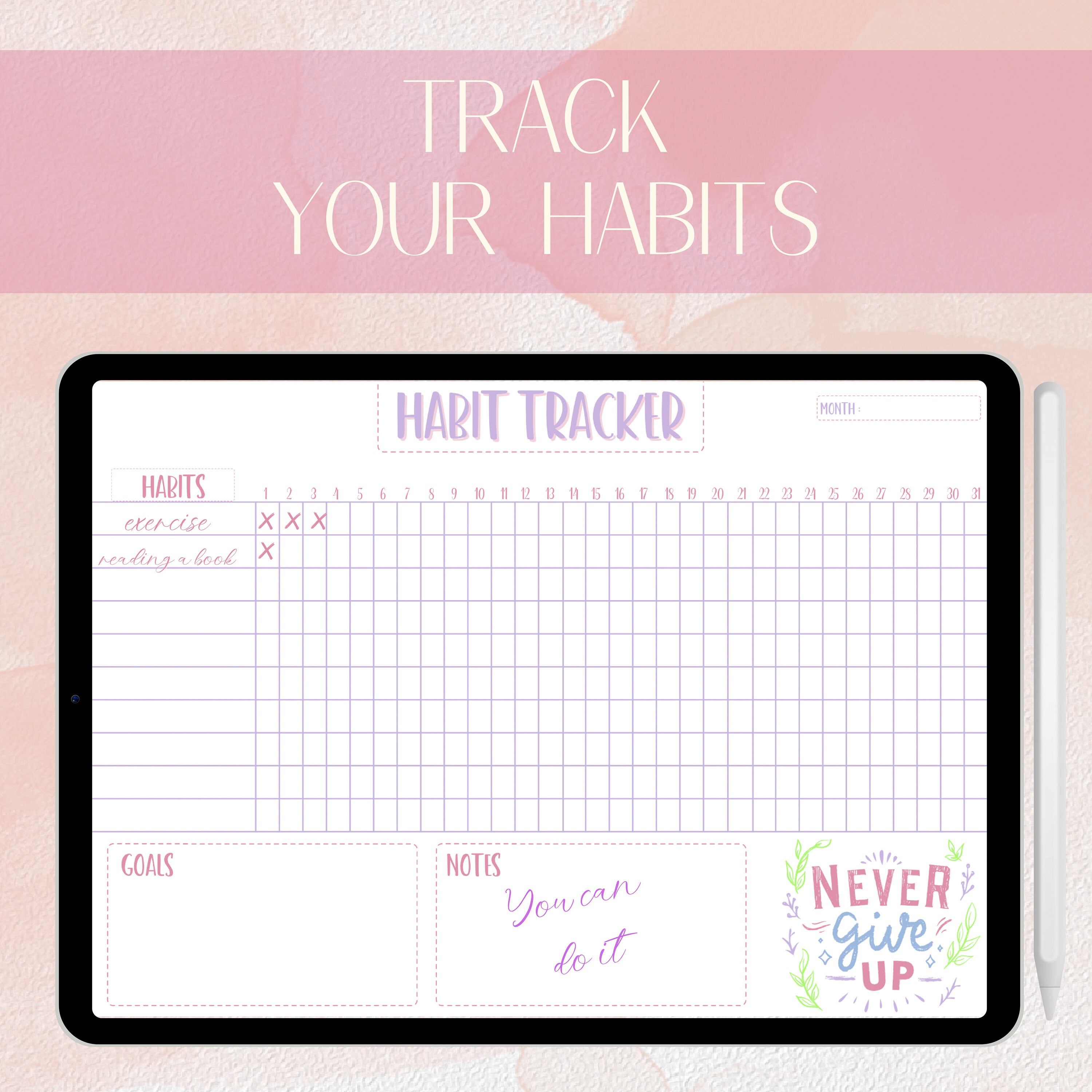 Monthly Habit Tracker, Printable Habit Tracker, Digital Habit Tracker ...
