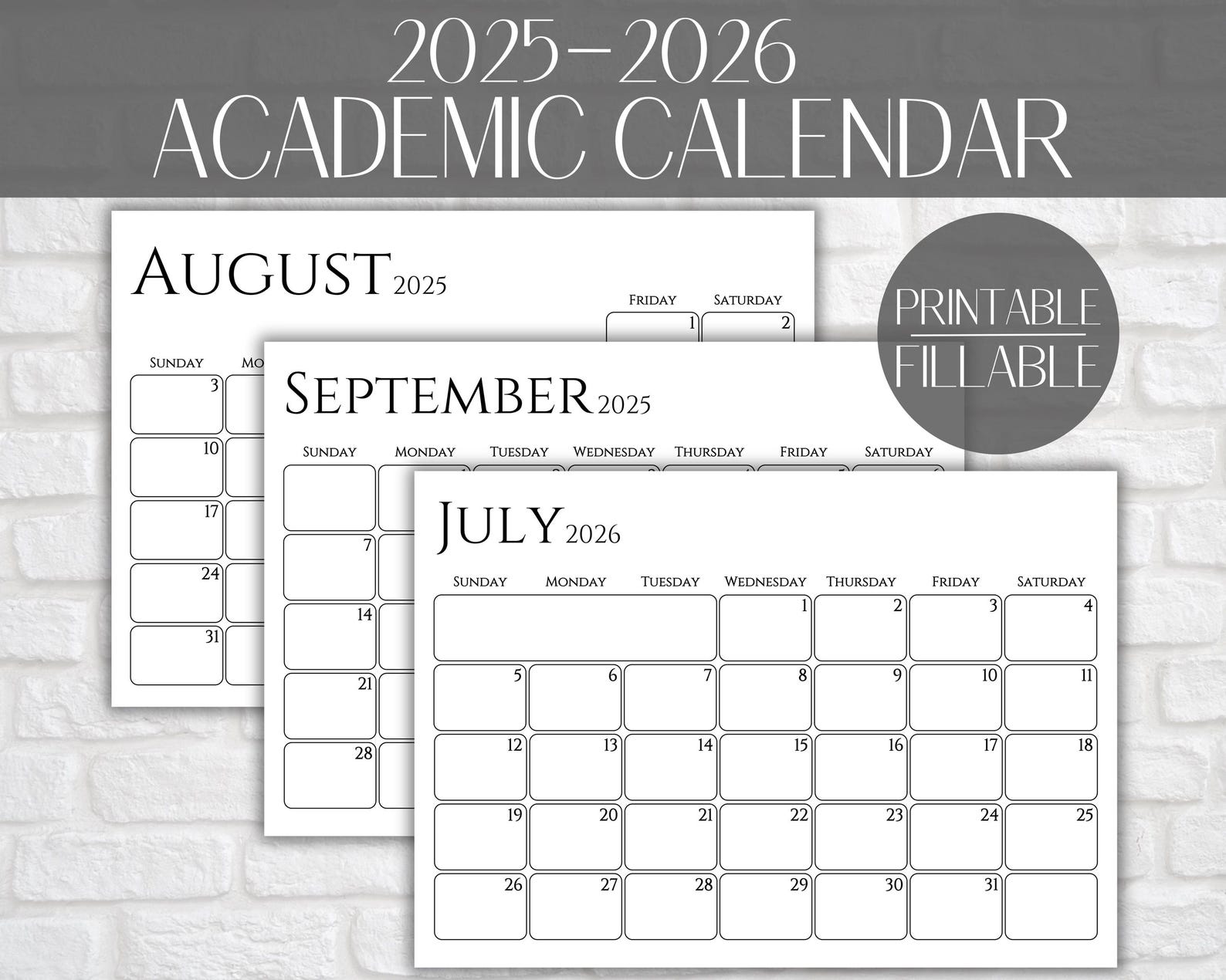 School Calendar 2025 2026 Printable Fillable Academic Calendar 2025 ...