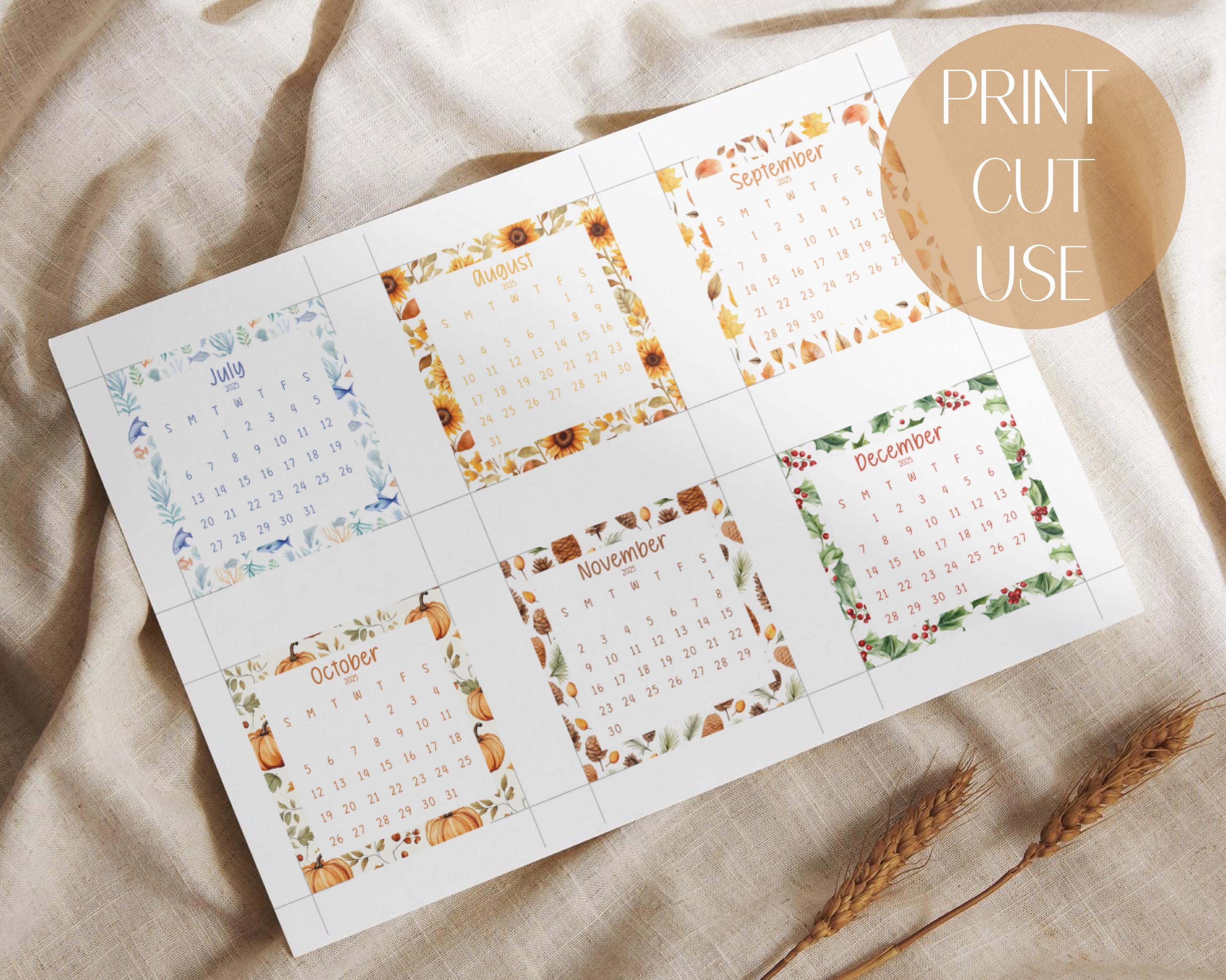 Watercolor Mini Calendar 2025: Printable Desk or Wall Calendar (digital ...