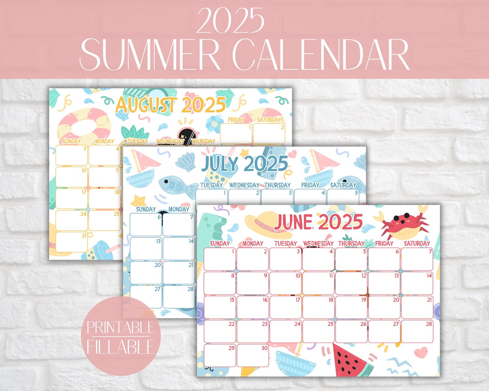 Summer Calendar Printable Summer Calendar 2025 Summer Planning Calendar ...