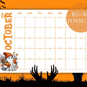 October 2024 Calendar Printable Fillable October Calendar Halloween ...