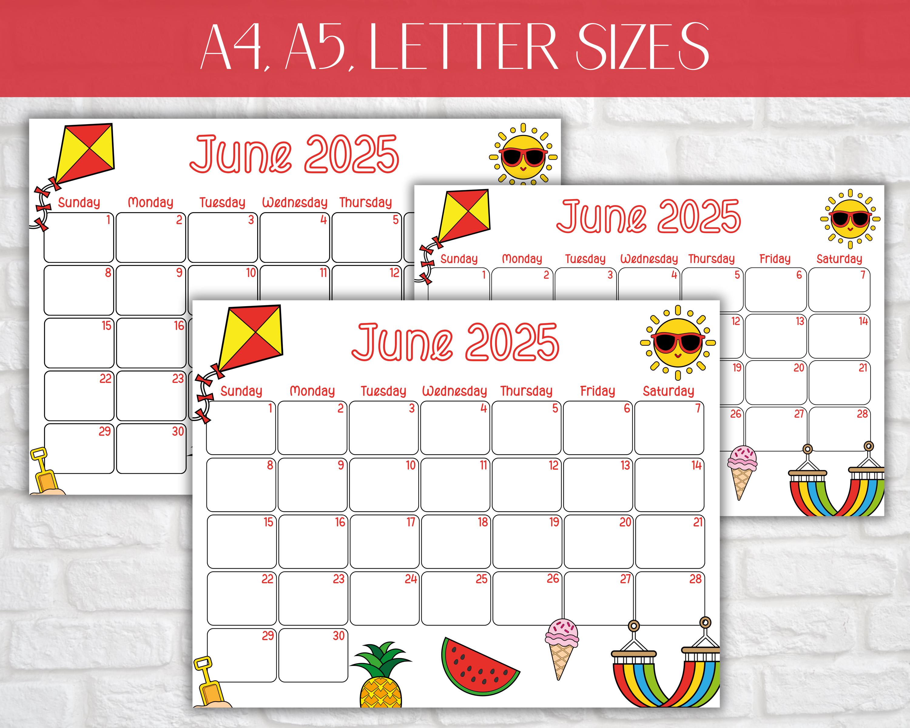 Summer Calendar Printable Summer Calendar 2025 Summer Planning Calendar ...