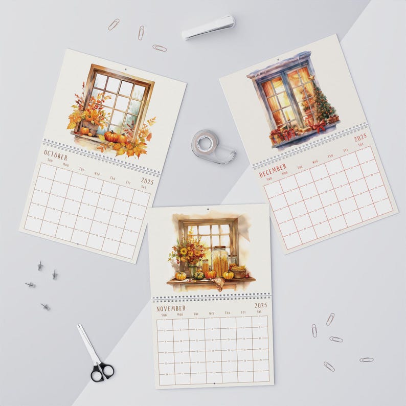 2025 Wall Calendar: Watercolor Window View, Monthly Planner - Etsy
