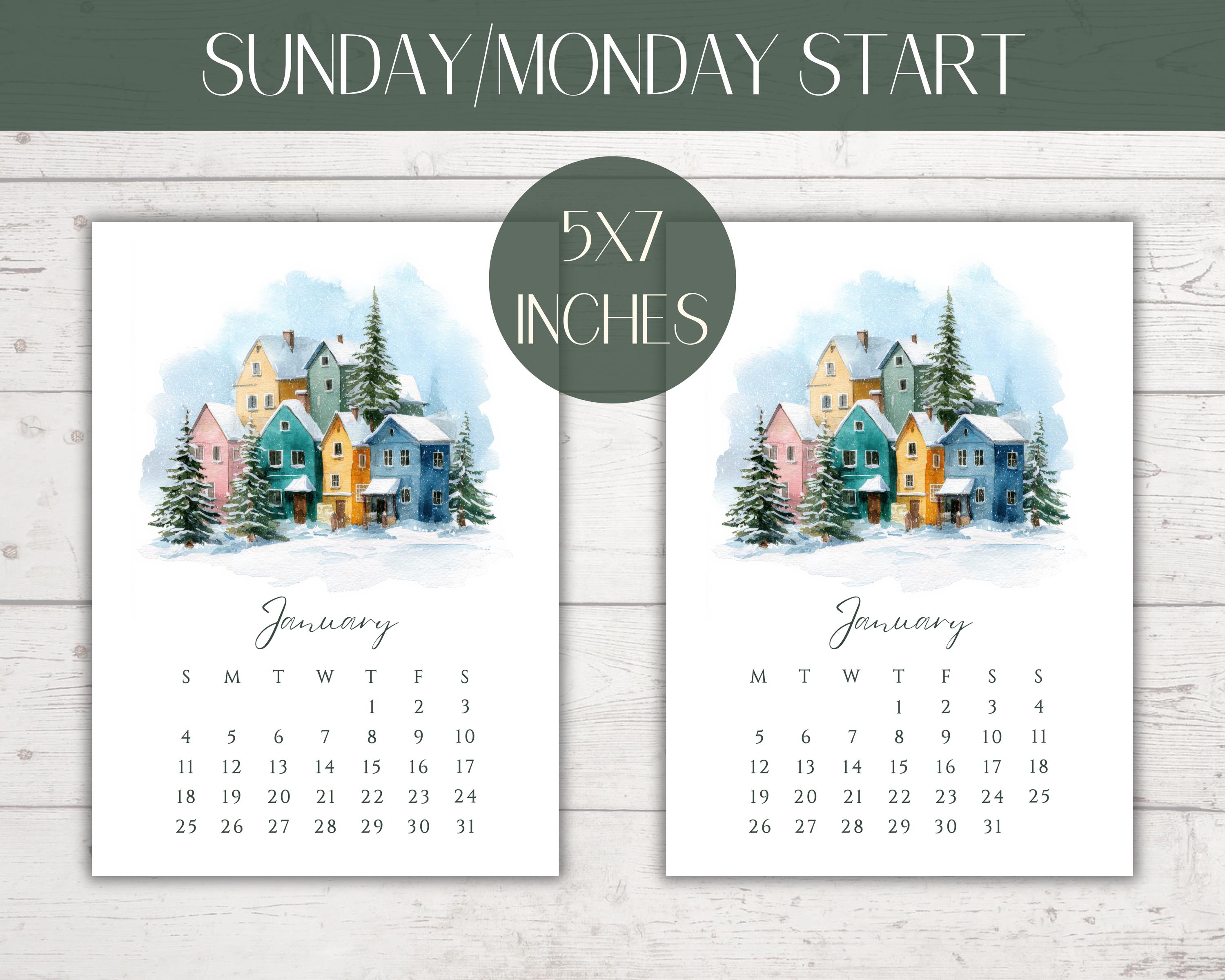 2026 Watercolor Mini Calendar: 5x7 Printable Desk or Wall Art (digital ...