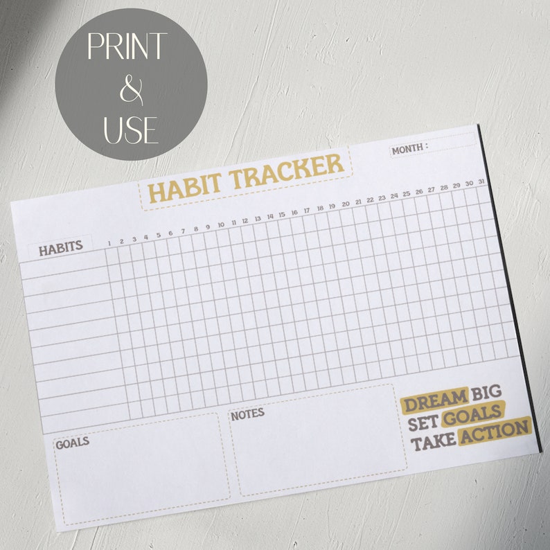 Monthly Habit Tracker Printable, Printable Habit Tracker, Digital Habit ...