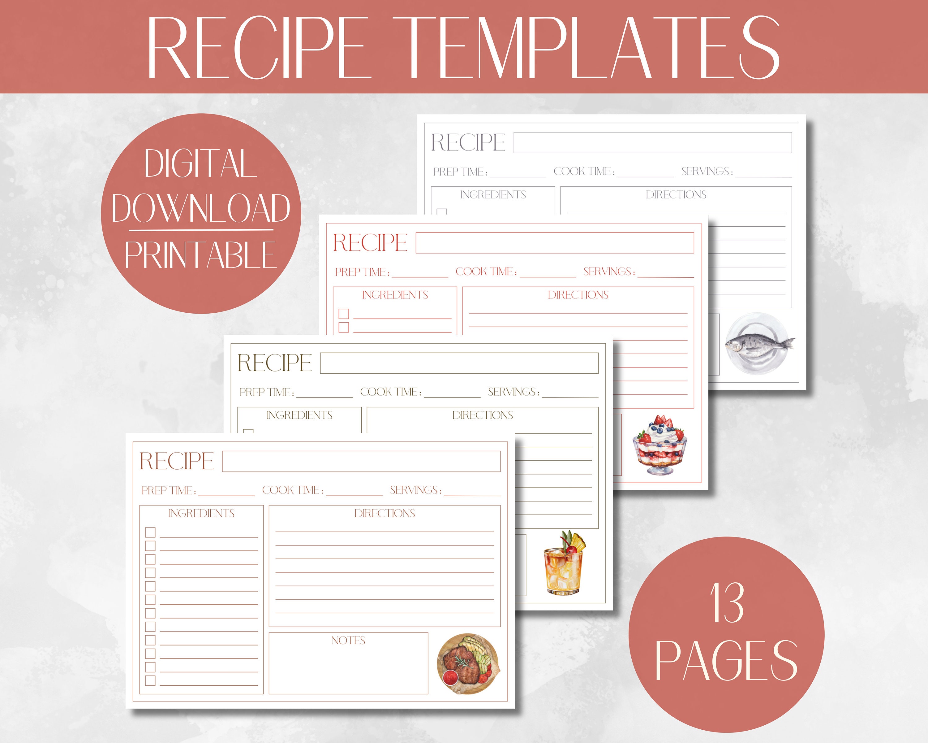 Printable Recipe Template Printable Recipe Cards Recipe Book Printable ...