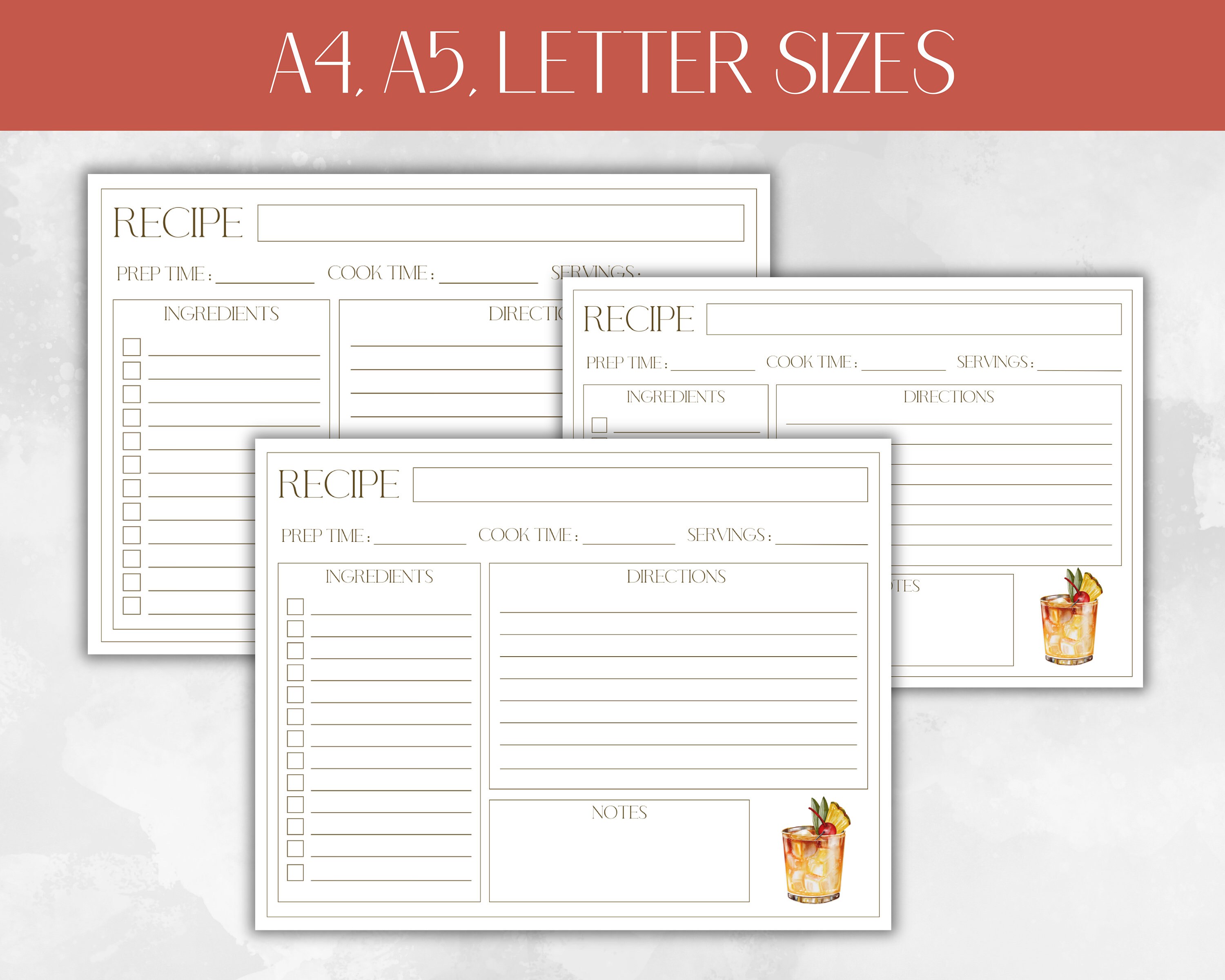 Printable Recipe Template Printable Recipe Cards Recipe Book Printable ...