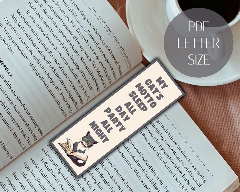 Cute Bookmarks Printable Bookmark Cat Bookmark Funny Bookmark Digital ...