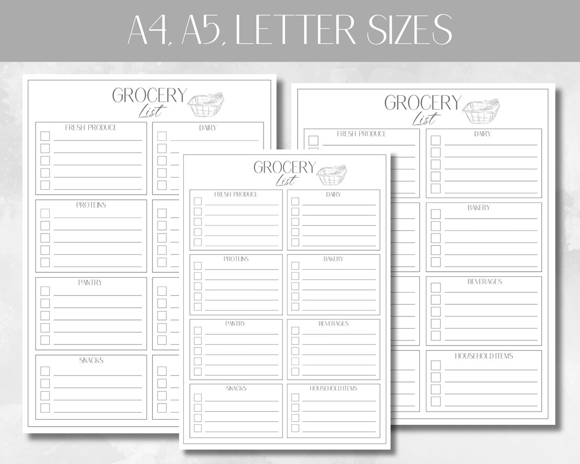 Printable Weekly Grocery List Template (digital Download) - Etsy