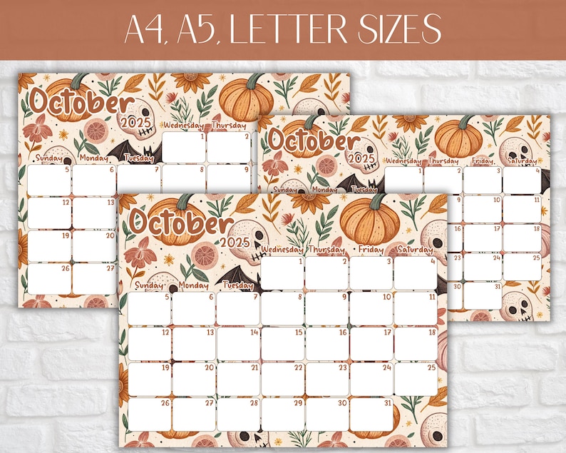 October 2025 Halloween Calendar Printable: Fillable Planner (digital ...