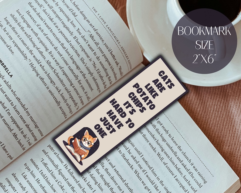 Cute Bookmarks Printable Bookmark Cat Bookmark Funny Bookmark Digital ...