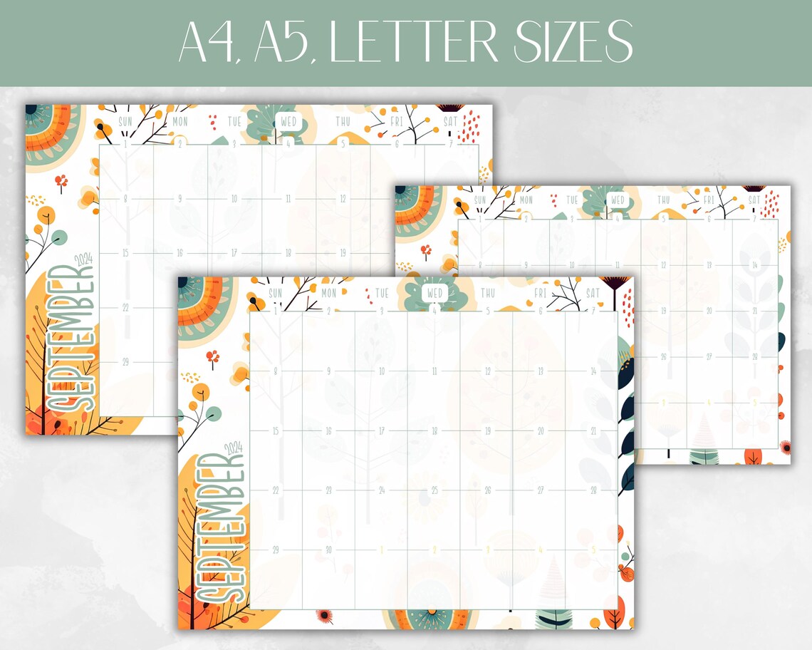 September 2024 Calendar Printable Fillable September Calendar 2024 ...